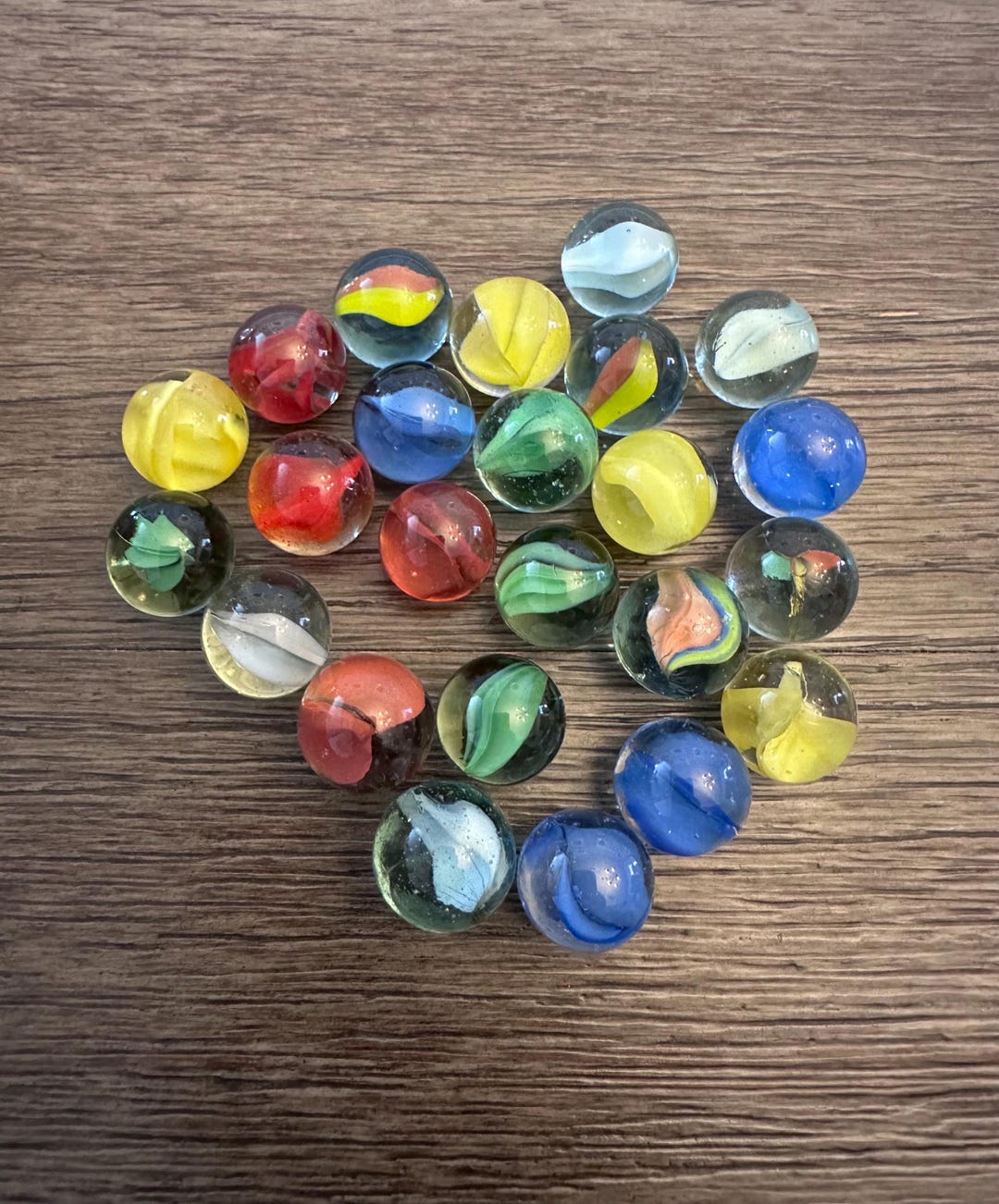Set of 24 Multi Colored Cat’s Eye Glass Marbles, Cats Eye Marbles, Blue ...