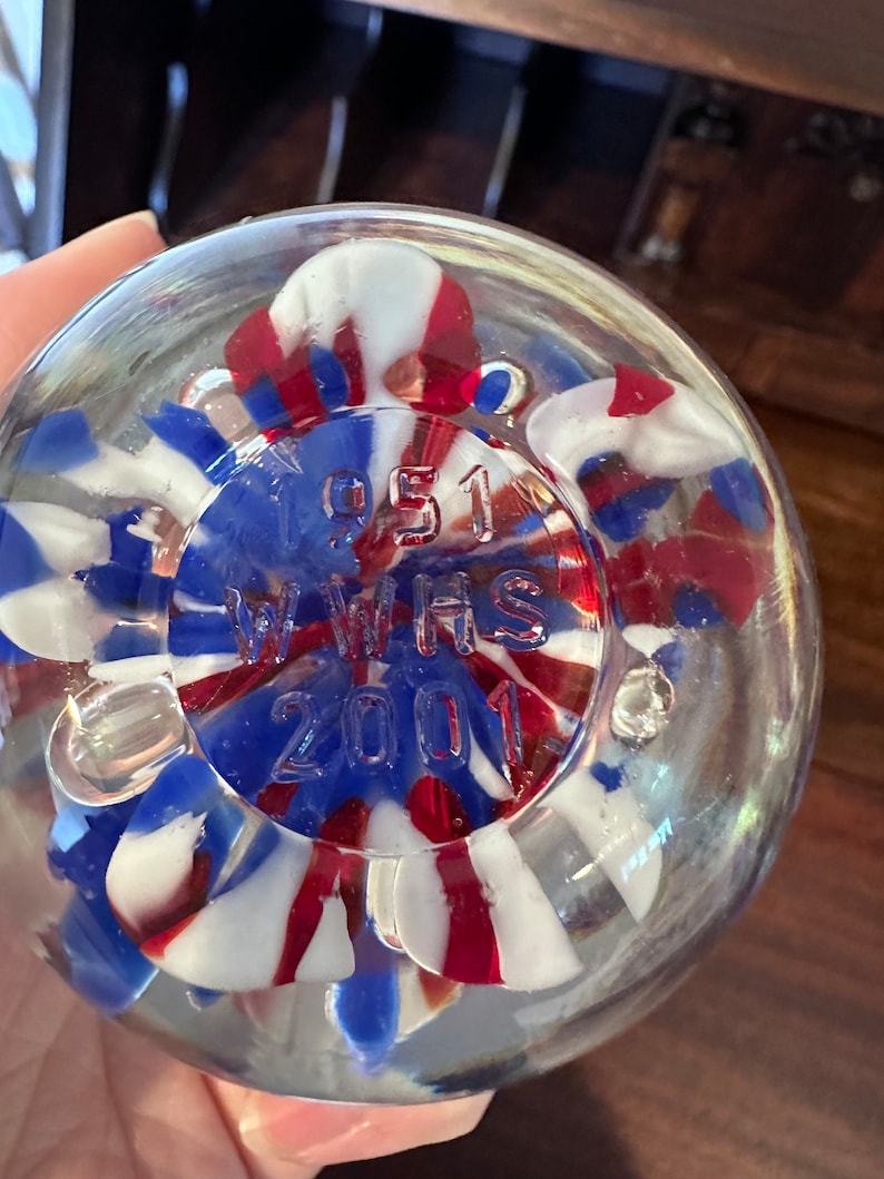 Hand Blown Art Glass Floral Paperweight: Blue & Red, WWHS 1951 - Etsy