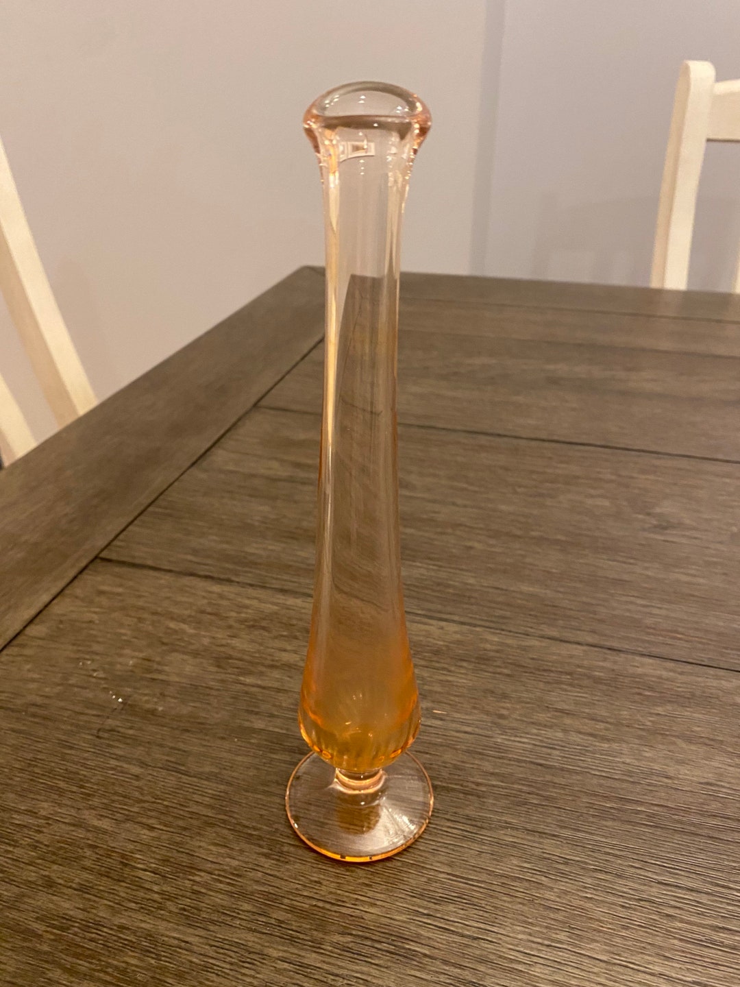 Vintage Pink Depression Glass Vase, Pink Art Glass Swung Bud Vase, Pink ...