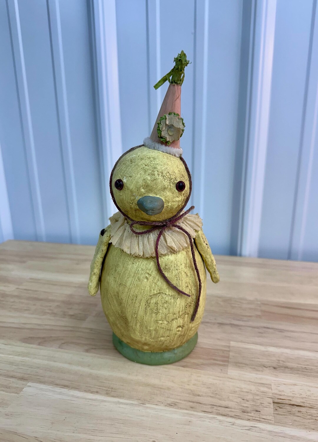 Paper Mache Easter Chick Jointed Arms, Shabby Chic Easter Decor, Spring ...