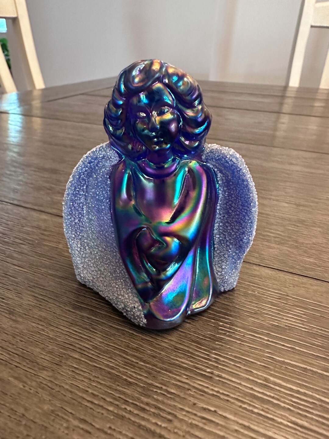 Fenton Guardian Angel Cobalt Blue Carnival Glass Frosted Wings, Fenton ...