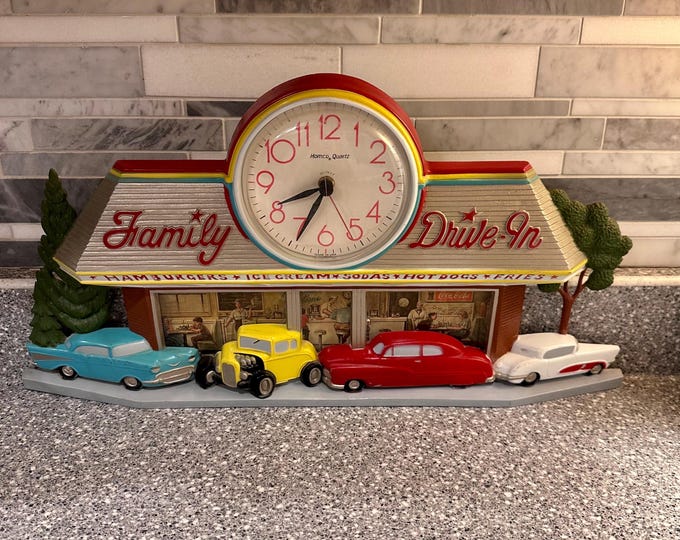 Vintage Coca Cola Family Diner Wall Clock, 50s Diner Clock, Homco Coca ...