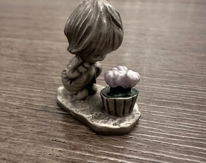 Vintage Hallmark Little Gallery Figurine, Fine Pewter Girl With Flowers ...