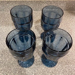 Vintage Dusty Blue Glass Goblets, Dura Tuff Glass Tumblers, Vintage ...