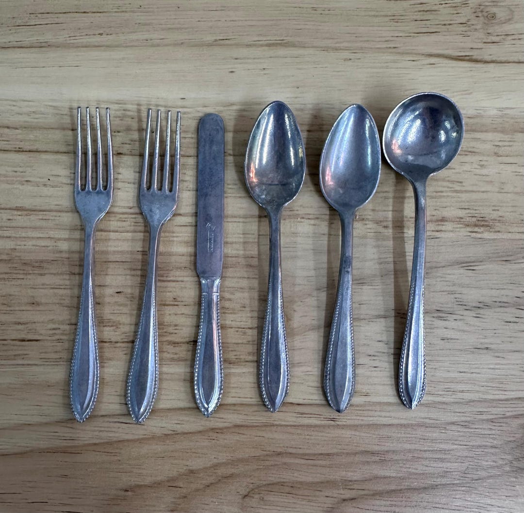Vintage Childs Aluminum Flatware Playset, Germany Children’s Toy ...