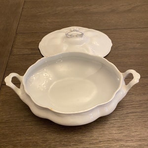 Antique White Oval Tureen: WH Grindley the Marquis England - Etsy