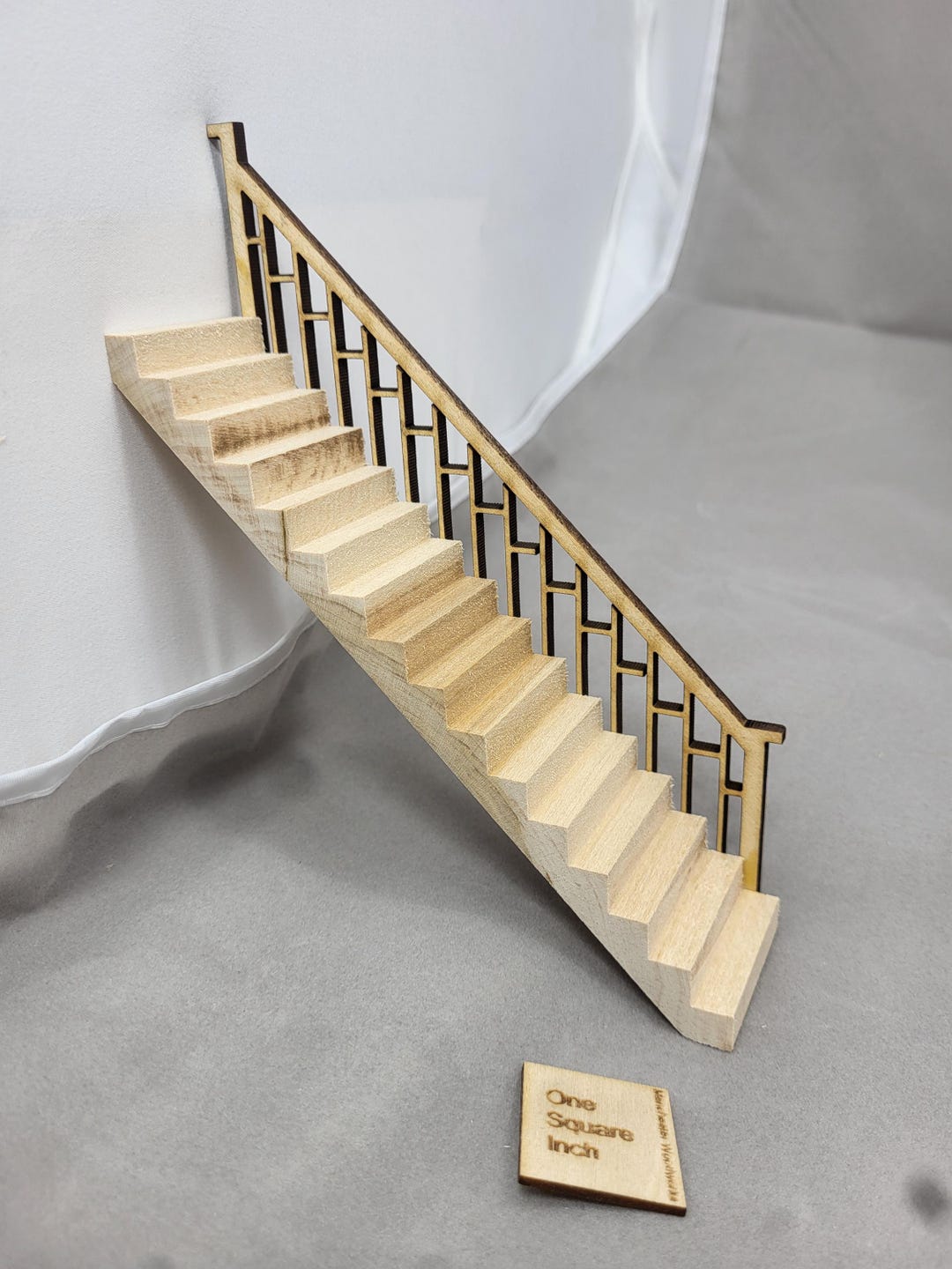 Half Scale 1/24 STAIRS #1 Right Fits 5" Ceilings - Dollhouse Miniature ...
