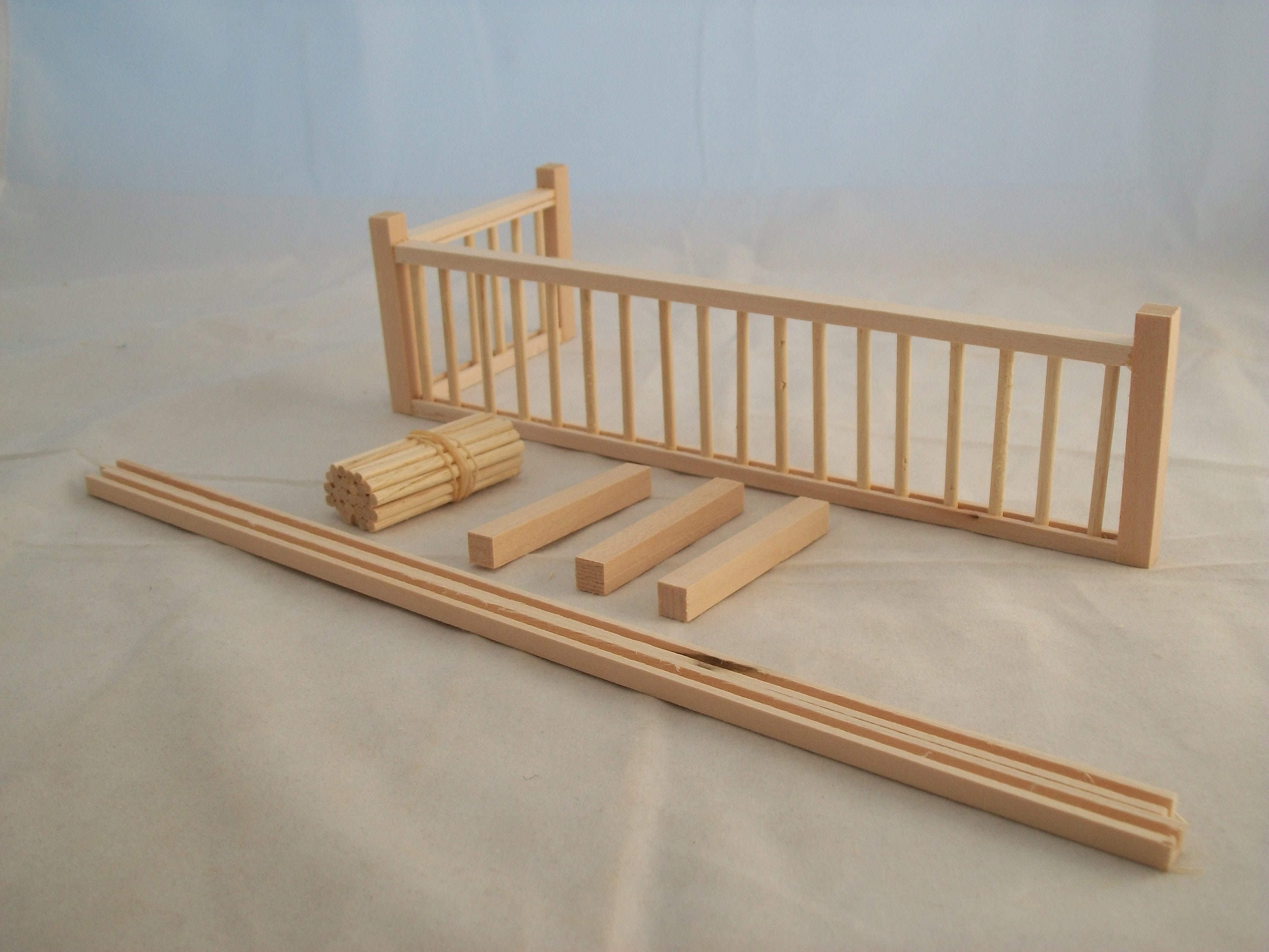 Railing Kit 1 - 1/12 Scale Dollhouse Miniature - Unfinished Basswood ...