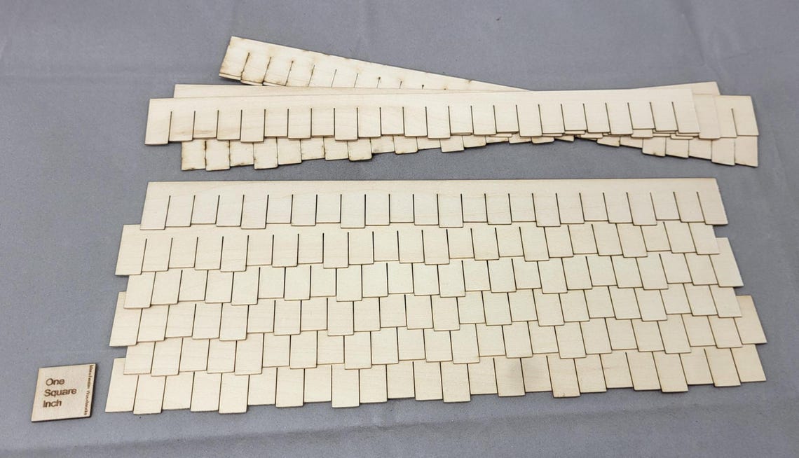 SHINGLE STRIPS Random Length 1/12 Scale Dollhouse Roofing Wood 12pc USA ...