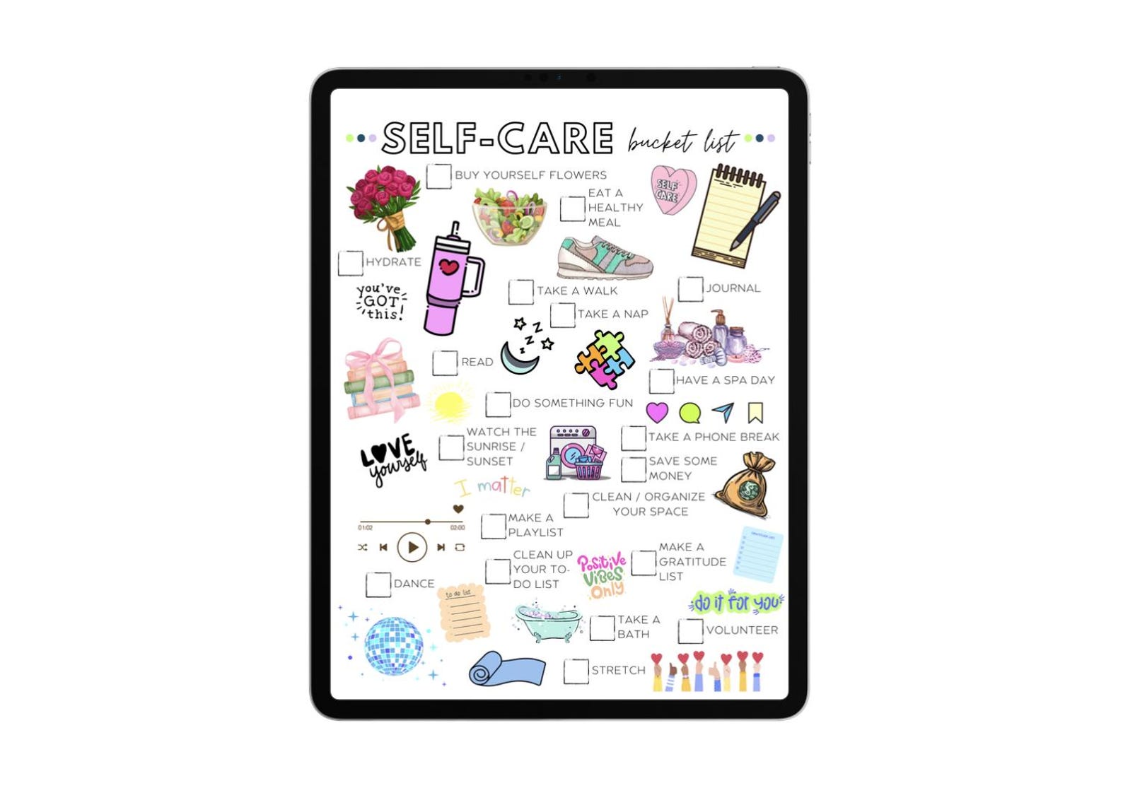 Self-care To-do List | Self-care Bucket List | Self-care Template ...