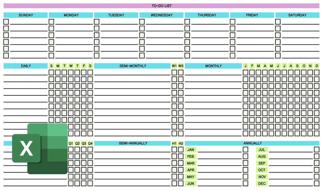 Digital To-do List Excel Spreadsheet | Printable and Customizable ...