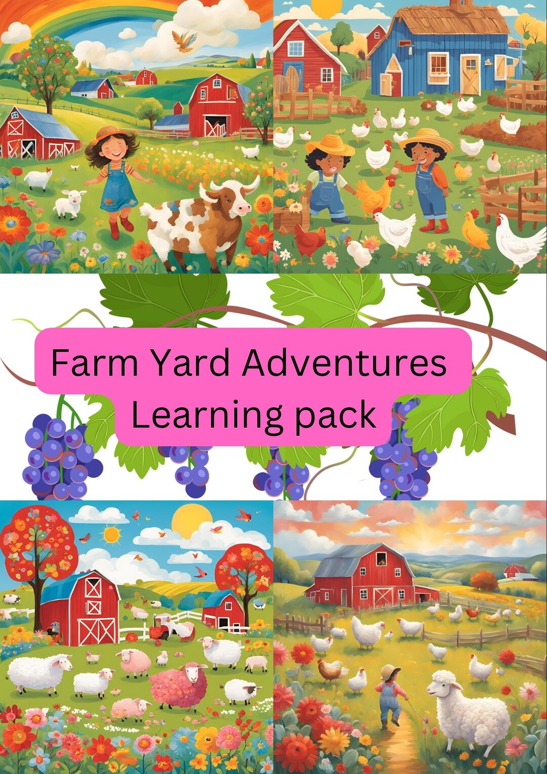 Farmyard Adventure Learning Pack for Kids, Fun Printable Educational ...