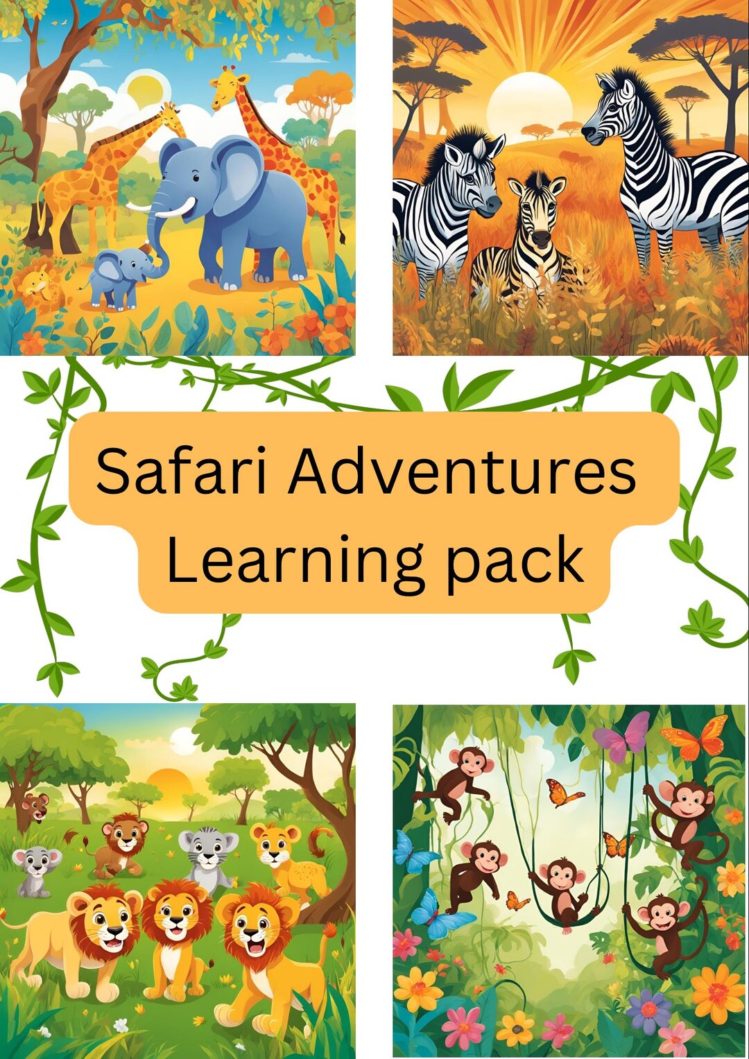 Safari Adventure Learning Pack for Kids, Fun Printable Educational ...
