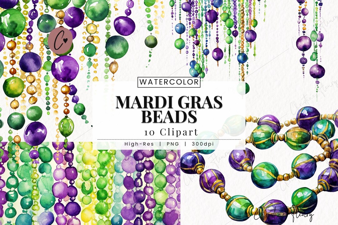 Watercolor Mardi Gras Beads Clipart, Mardi Gras PNG, Festival PNG ...