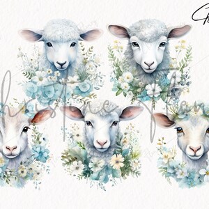 Blue Daisy Sheep Clipart, Spring PNG, Floral Animals PNG, Spring Sheep ...