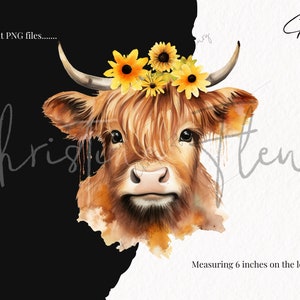 Spring Highland Cow Clipart, Highland Cow PNG, Spring PNG, Flower Cow ...