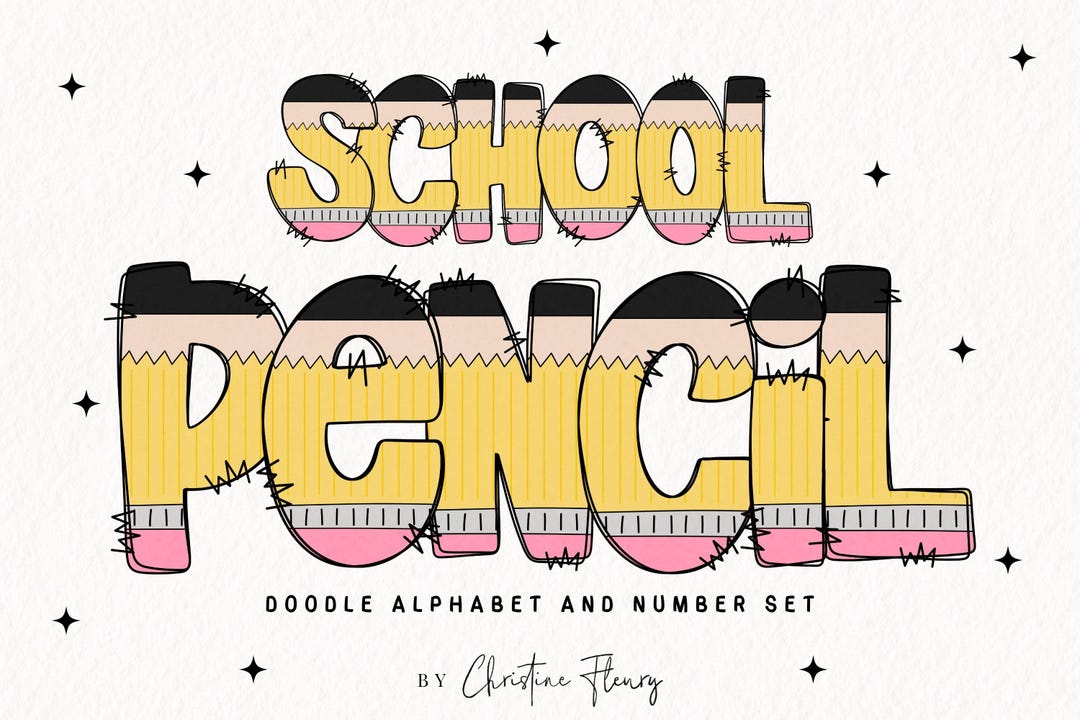 Pencil Doodle Alphabet School PNG, School Letters, Back to School Font ...