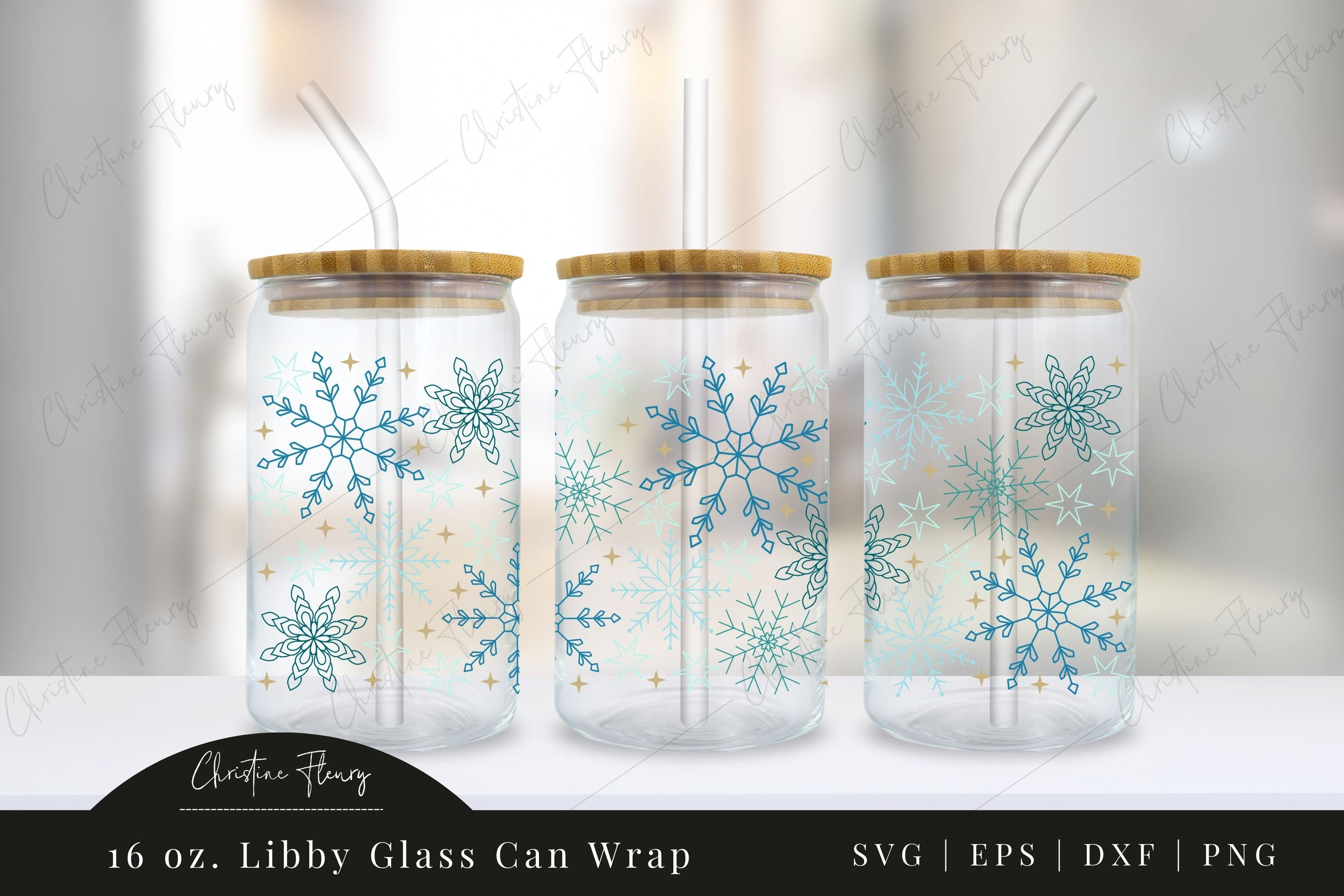 Snowflakes SVG, 16oz Libbey Glass Can Cut File, Christmas SVG, Snow Svg ...