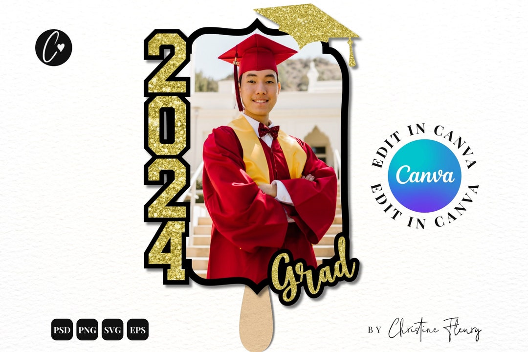 Graduation Paddle Fan Template, Canva Editable Template, Custom Grad ...
