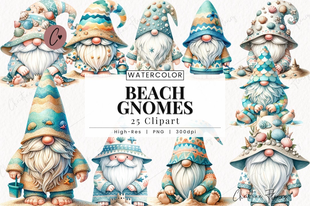 Beach Gnomes Clipart, Summer PNG, Gnome PNG, Vacation Gnome PNG Instant ...