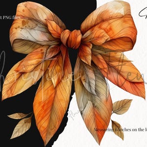 Watercolor Fall Bows Clipart, Fall Clipart, Coquette PNG, Autumn Bow ...
