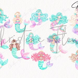 Watercolor Mermaid Clipart, Ocean Fantasy, Pastel Mermaid Clipart ...
