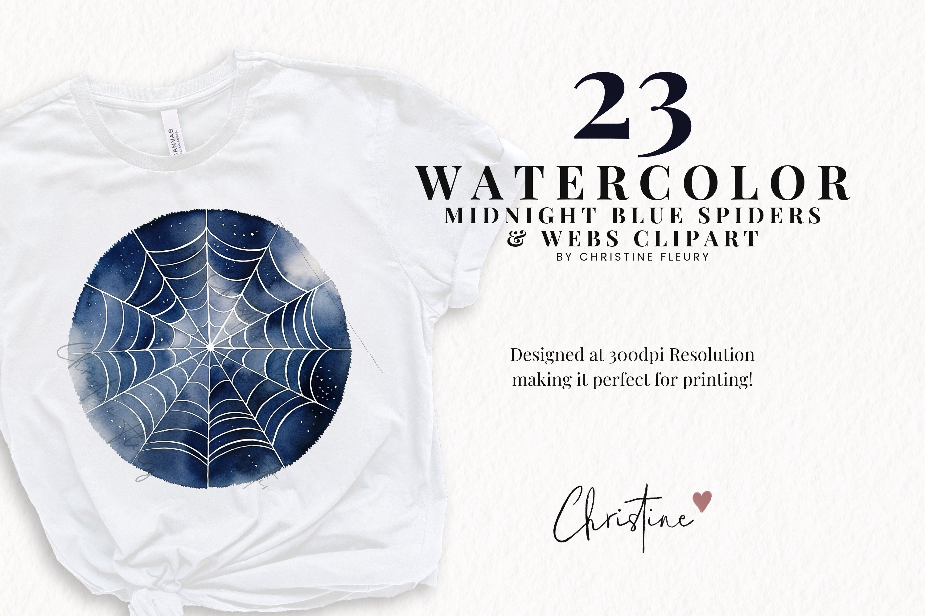 Watercolor Midnight Blue Spiders & Webs Clipart Watercolor - Etsy