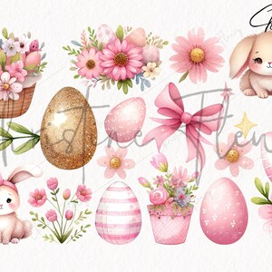 Watercolor Cute Easter Clipart Set, Spring PNG, Easter PNG, Cute Bunny ...