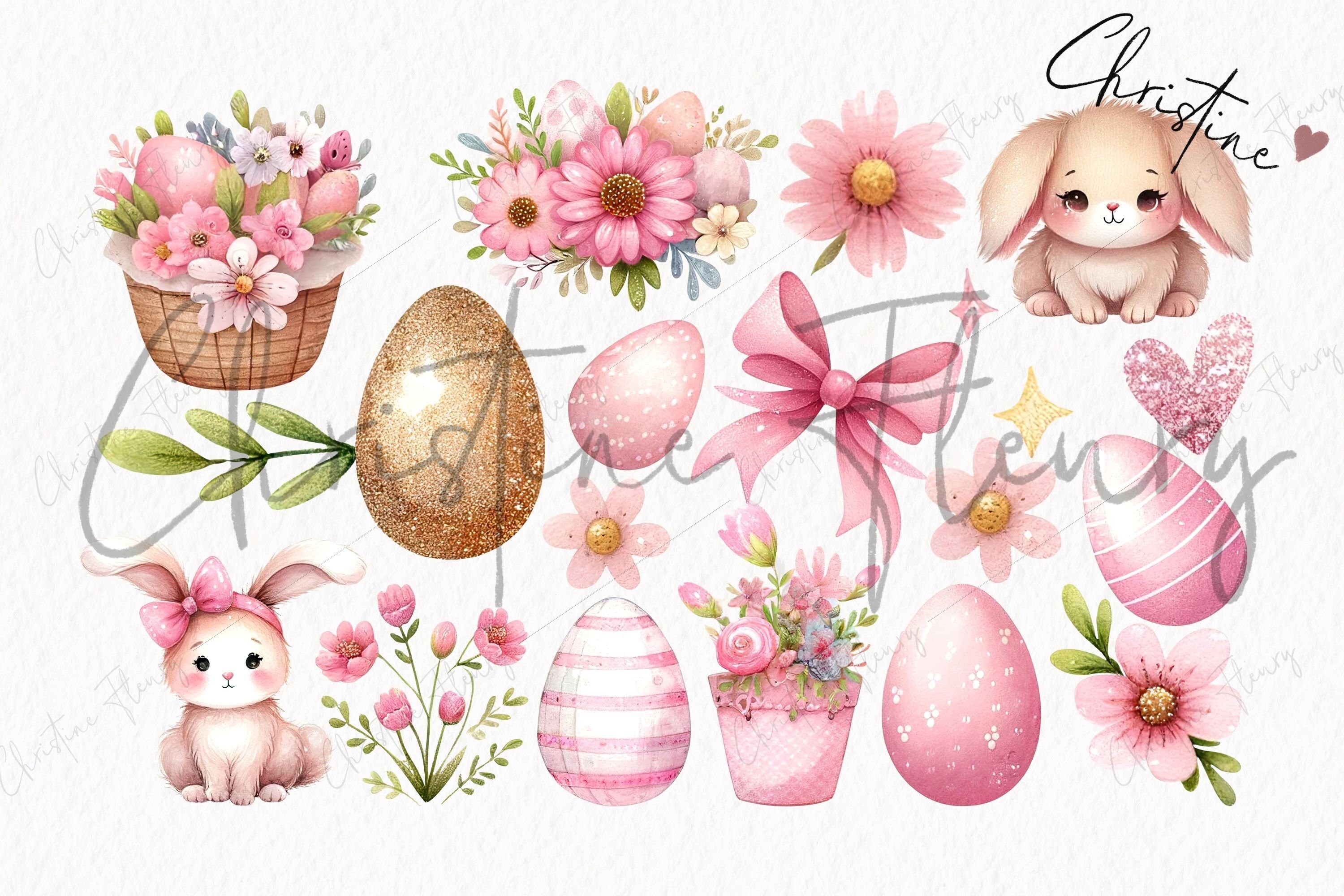 Watercolor Cute Easter Clipart Set, Spring PNG, Easter PNG, Cute Bunny ...