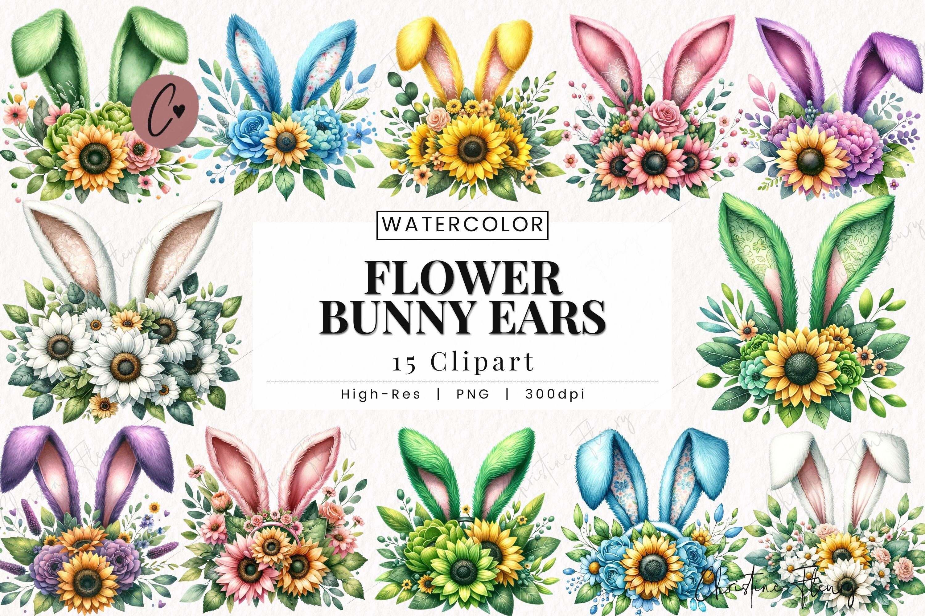 Flower Bunny Ears Clipart, Easter PNG, Bunny PNG, Easter Bunny Spring ...
