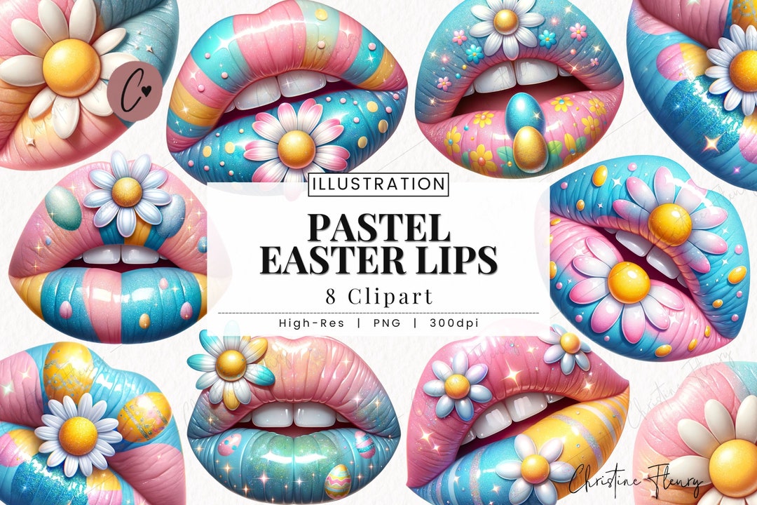 Pastel Easter Lips Clipart, Easter PNG, Spring PNG, Kiss Lips PNG ...
