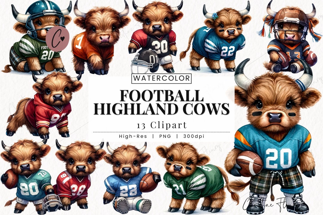 Football Highland Cows Clipart, Football PNG, Sport Clipart, Highland ...