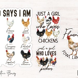 Farmhouse Chicken Sticker Bundle PNG, Printable Farm Girly Stickers ...