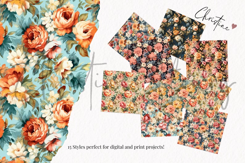 Seamless Vintage Floral Digital Paper Vintage Flower - Etsy