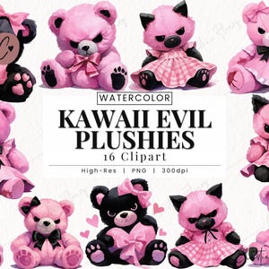 Kawaii Evil Plushies Clipart, Girly PNG, Grumpy Bear Clipart, Teddy ...