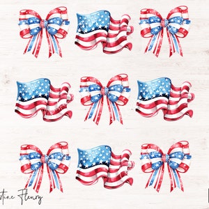 Coquette American Flag PNG, 4th of July Coquette Bow Png, 4th of July ...