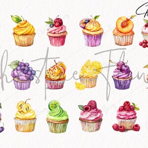 Watercolor Fruity Cupcake Clipart, Summer PNG, Cupcake PNG, Fruit PNG ...
