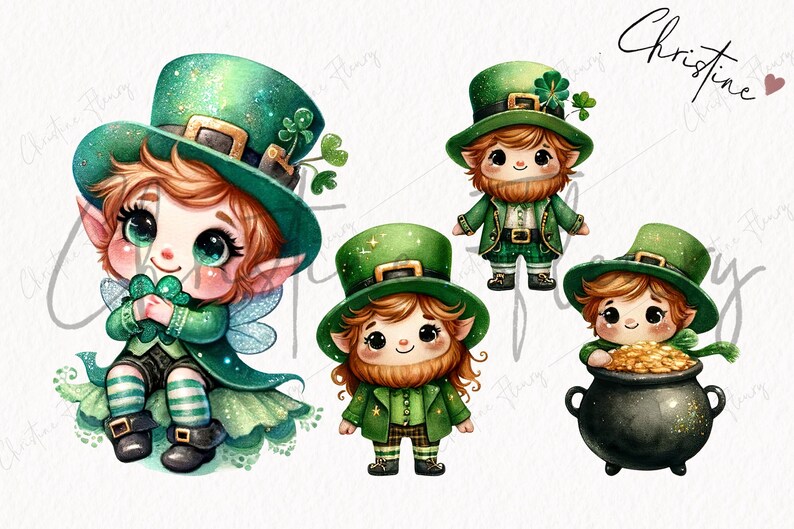 Watercolor Cute Leprechauns Clipart, ST Patrick's Day Png, Leprechaun ...