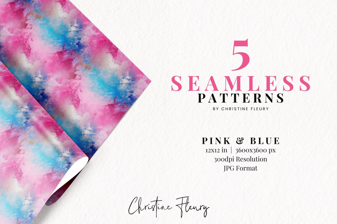 Pink and Blue Digital Paper Mini Pack Seamless Glitter - Etsy