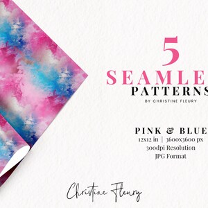 Pink and Blue Digital Paper Mini Pack, Seamless Glitter Patterns ...