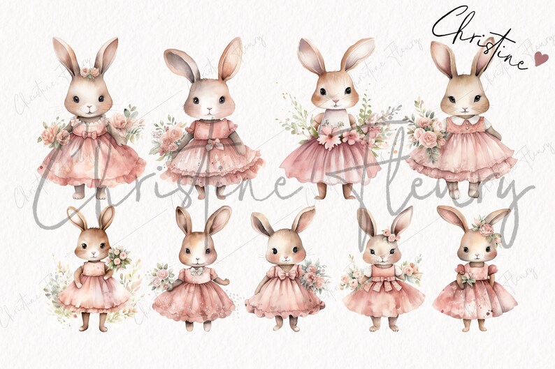 Spring Bunny Girls Clipart, Bunny PNG, Easter Bunny PNG, Spring PNG ...