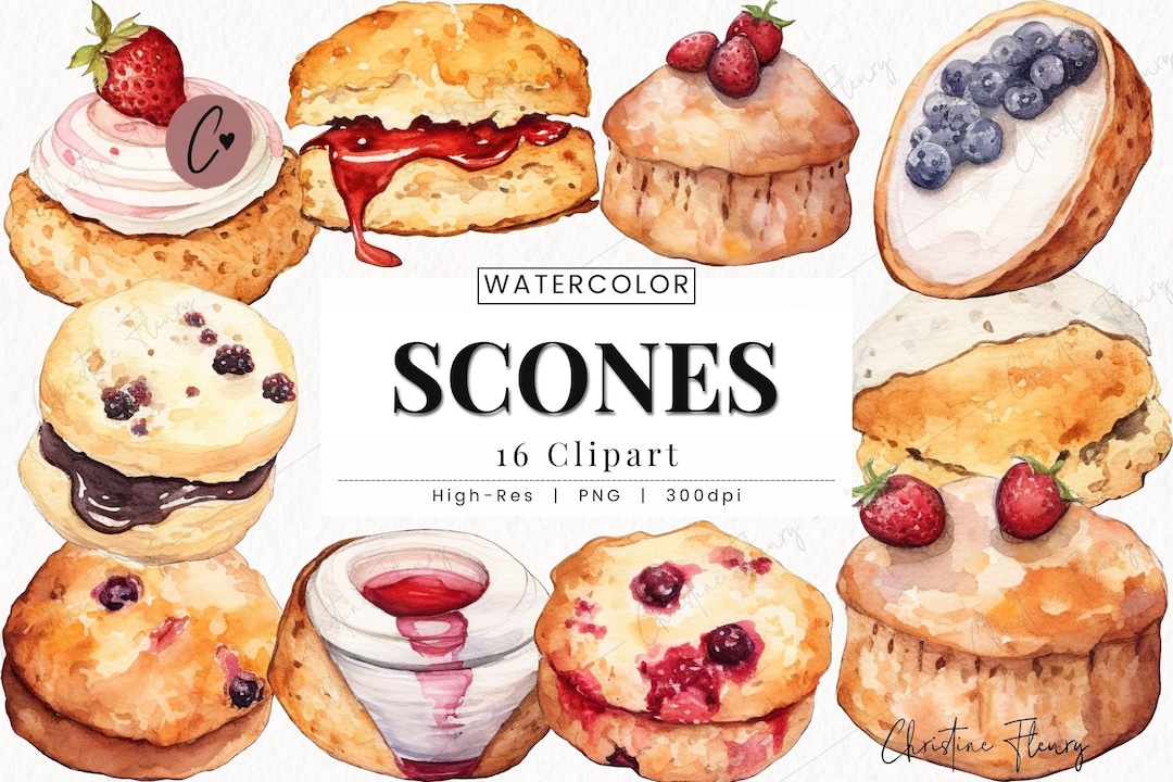 Watercolor Scones Clipart, Baking PNG, Watercolor High Tea Clipart, Tea ...