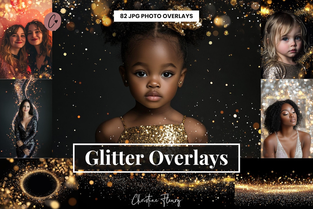82 Gold Glitter Overlays, Blowing Glitter Photoshop Overlays, Bokeh ...