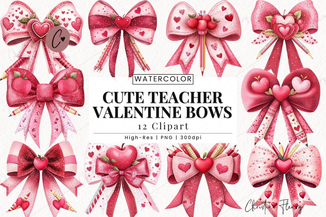 Cute Teacher Valentine Bows Clipart, Valentines PNG, Valentines ...