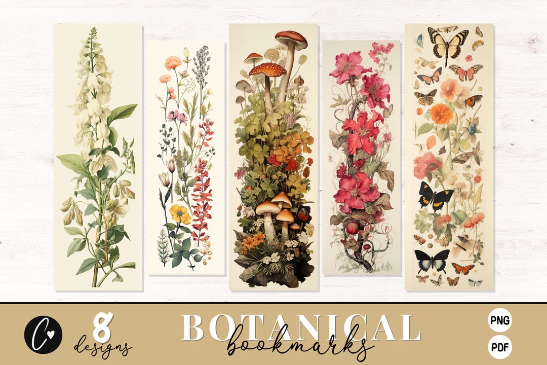 Vintage Botanical Printable Bookmark, Plant Junk Journal Bookmarks ...