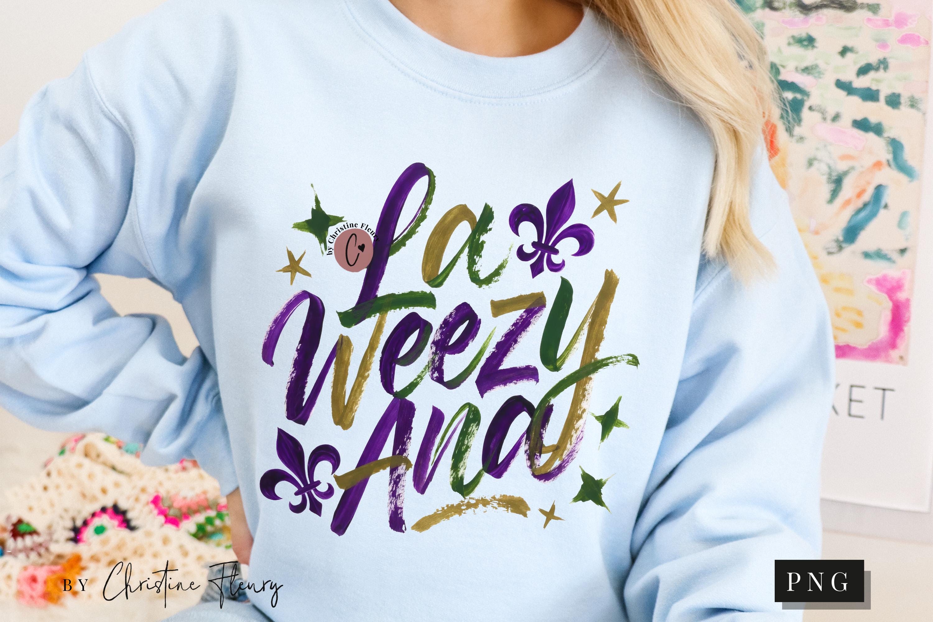 Brushstroke La Weezy Ana PNG, Mardi Gras Png Sublimation Design, Fleur ...