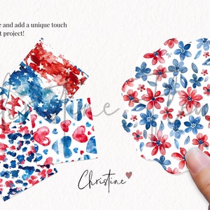 Seamless Watercolor 4th of July Digital Paper, 4th of July Patterns ...