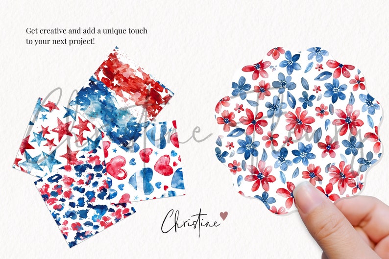 Seamless Watercolor 4th of July Digital Paper, 4th of July Patterns ...