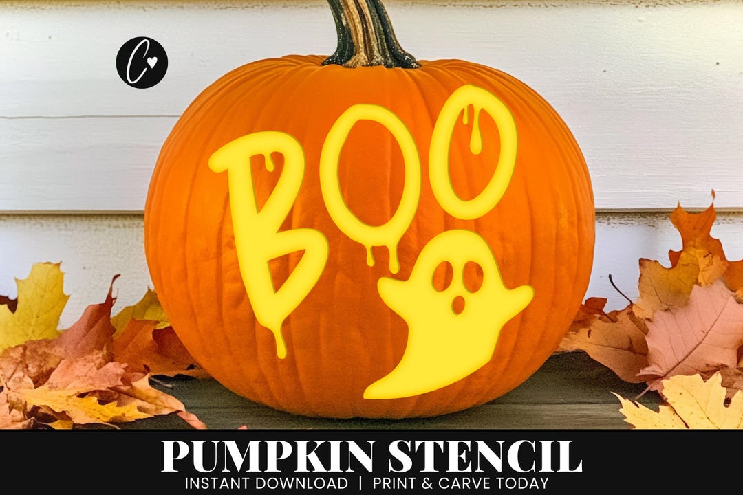 Boo Ghost Pumpkin Stencil, Printable Pumpkin Stencil, Jack O Lantern ...