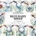 Blue Daisy Sheep Clipart, Spring PNG, Floral Animals PNG, Spring Sheep ...